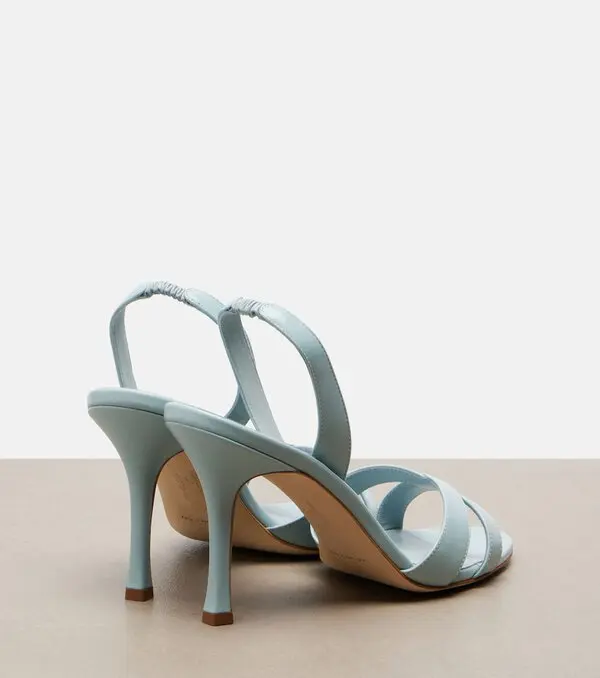 Manolo Blahnik Callasli Leather Slingback Sandals - Blue