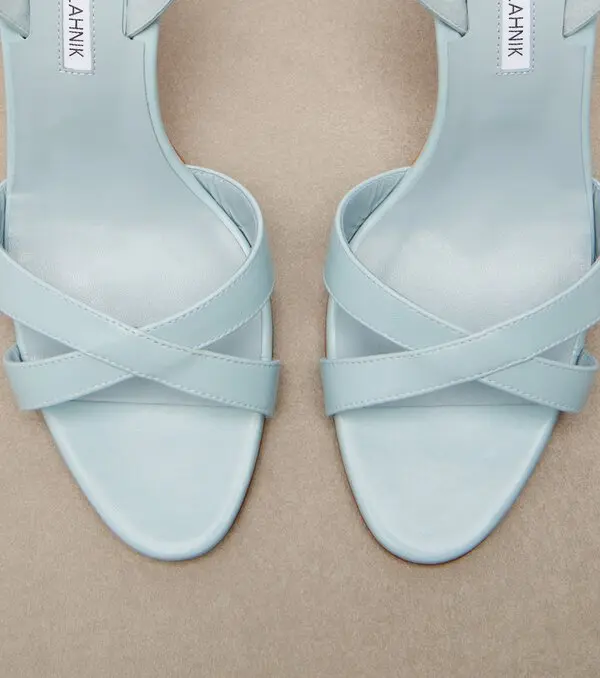 Manolo Blahnik Callasli Leather Slingback Sandals - Blue