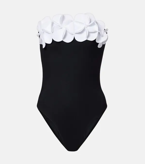 KARLA COLLETTO Tess Floral-applique Bandeau Swimsuit - Black