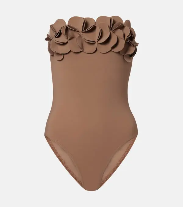 KARLA COLLETTO Tess Floral-applique Swimsuit - Brown