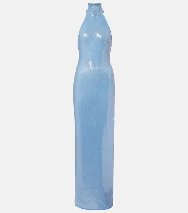 Oseree Sequined Halterneck Maxi Dress