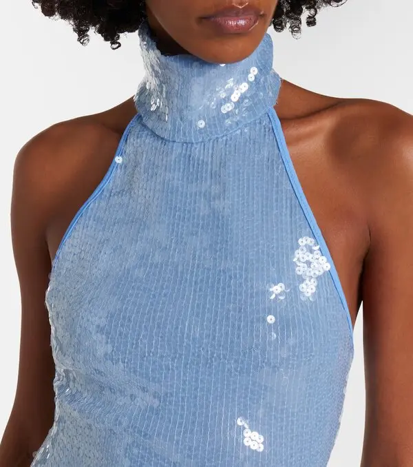 Oseree Sequined Halterneck Maxi Dress
