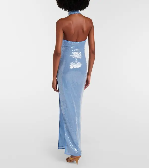 Oseree Sequined Halterneck Maxi Dress