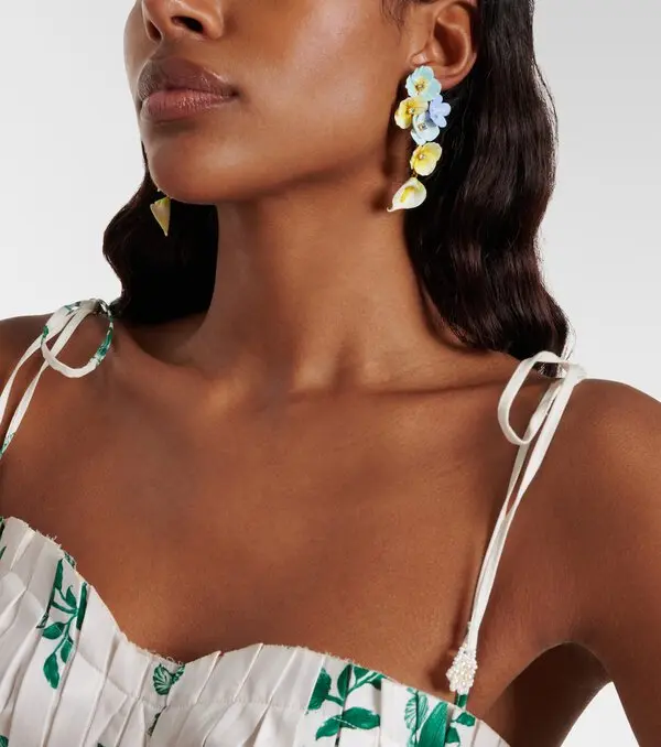 JENNIFER BEHR Anarosa Embellished Floral Drop Earrings - Multicoloured