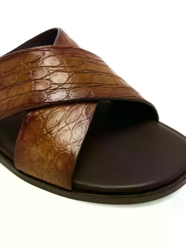Magnanni Criss-cross Leather Sandals - Brown