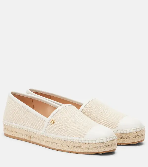 GIANVITO ROSSI Canvas And Leather Espadrilles - Neutrals
