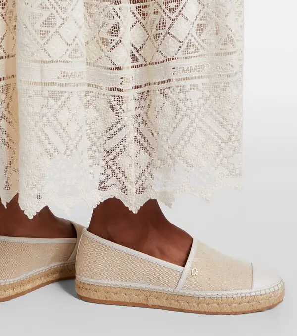 GIANVITO ROSSI Leather-trimmed Canvas Espadrilles - Neutrals