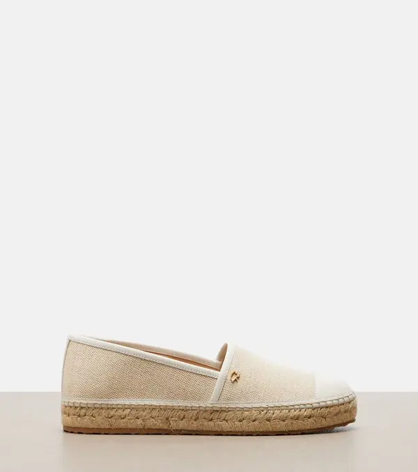 GIANVITO ROSSI Leather-trimmed Canvas Espadrilles - Neutrals