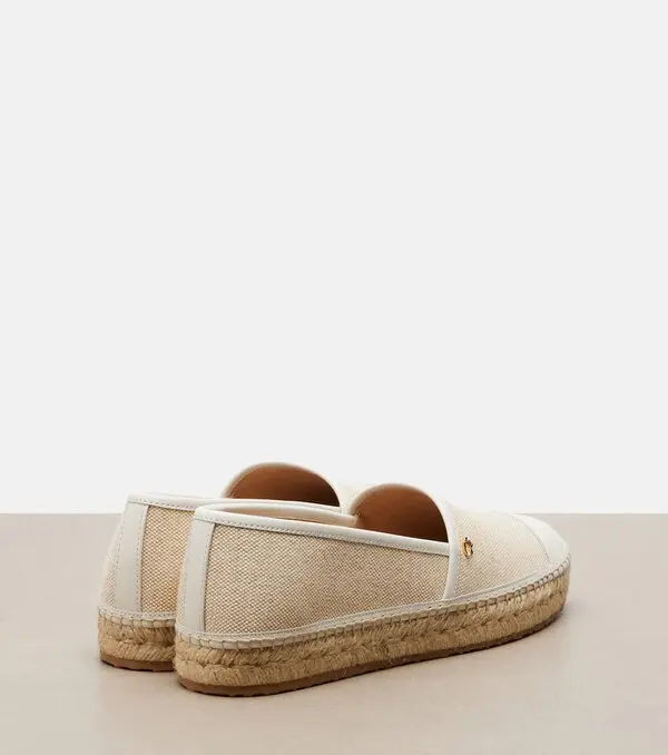 GIANVITO ROSSI Leather-trimmed Canvas Espadrilles - Neutrals