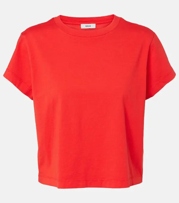 AGOLDE Adine Cropped Cotton T-shirt - Red