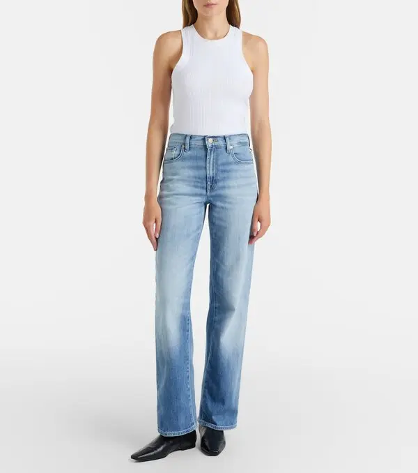 7 For All Mankind Stovepipe Straight Leg Jeans - Blue