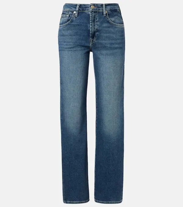 7 For All Mankind Stovepipe Straight Jeans In Inkstorm - Blue