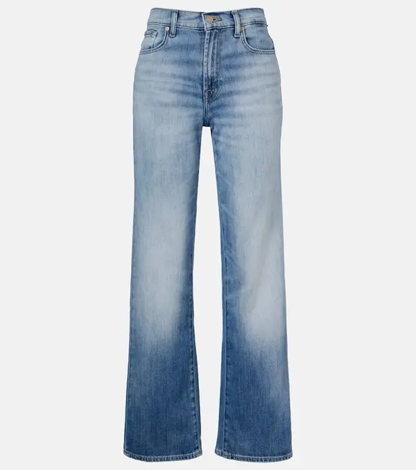7 For All Mankind Stovepipe Straight Jeans - Blue