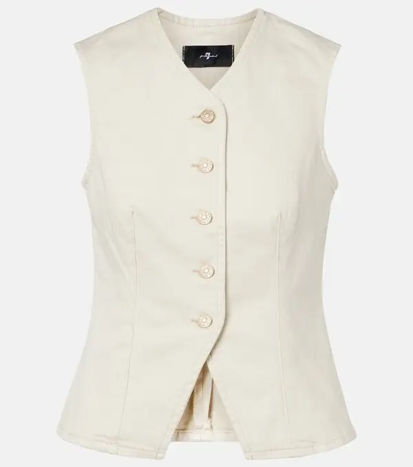 7 For All Mankind Lady Denim Vest - Beige