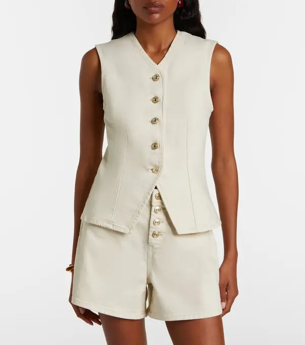 7 For All Mankind Lady Denim Vest - Beige