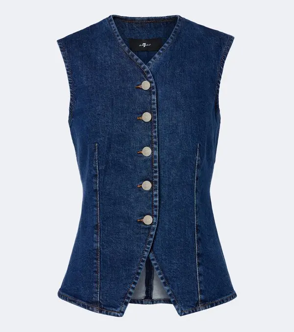 7 For All Mankind Lady Denim Vest - Blue