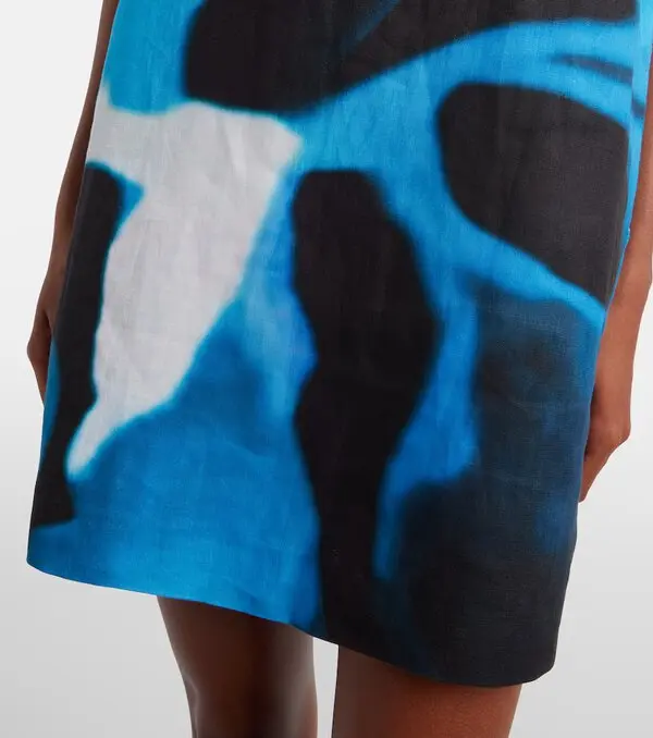 Staud Brea Printed Linen Minidress - Blue