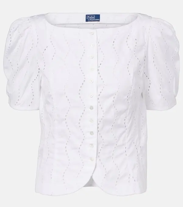Polo Ralph Lauren Broderie Anglaise Cotton Top - White