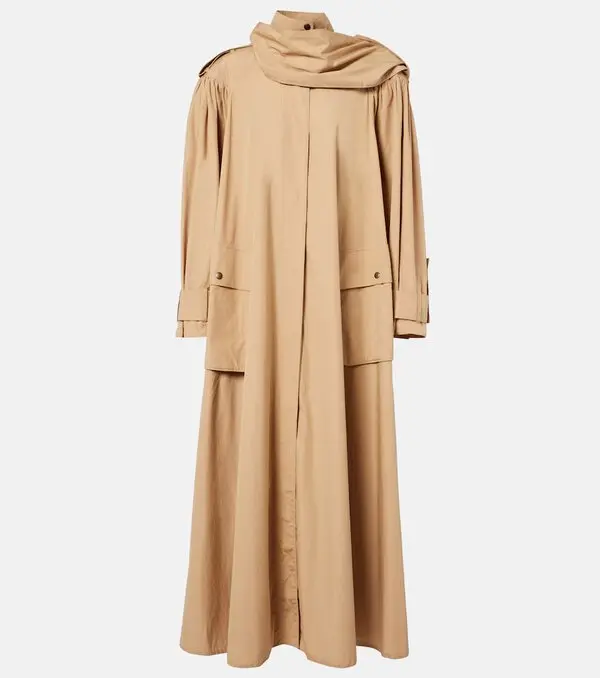 Chloé Scarf-detail Cotton Coat - Beige