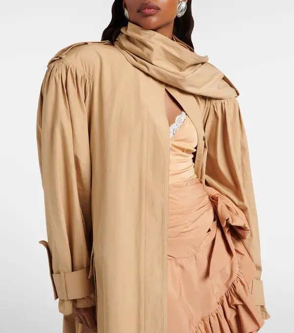 Chloé Scarf-detail Cotton Coat - Beige