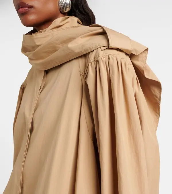 Chloé Scarf-detail Cotton Coat - Beige