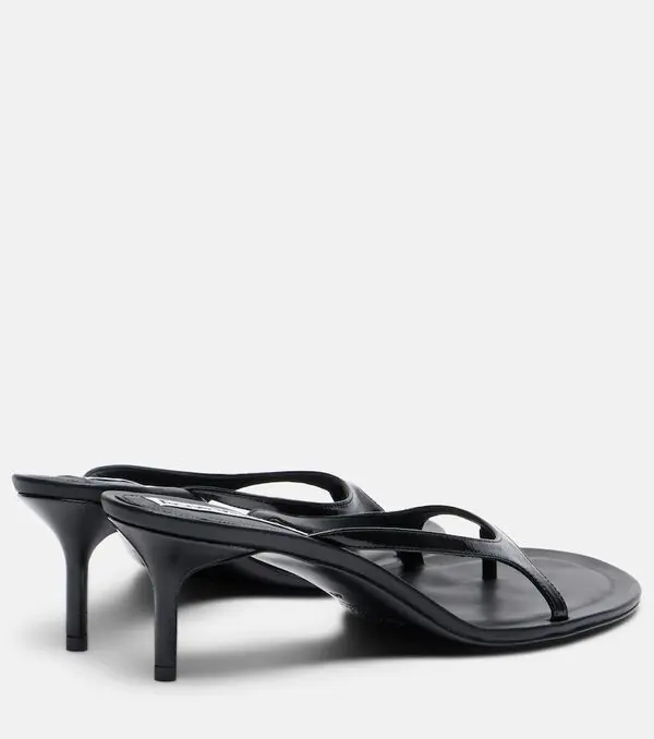 Acne Studios Leather Thong Sandals With Gold Hardware - Black
