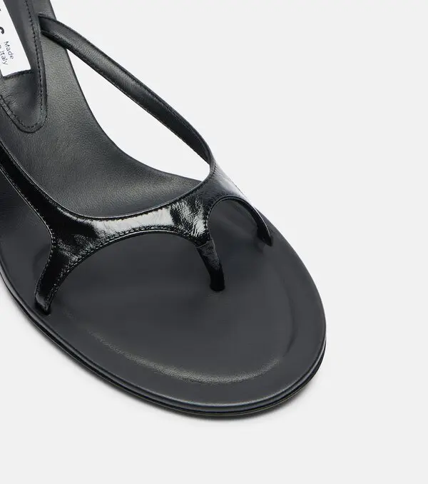 Acne Studios Leather Thong Sandals With Gold Hardware - Black