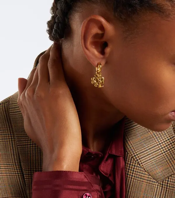 Saint Laurent Cassandre Lucky Charm Drop Earrings - Gold