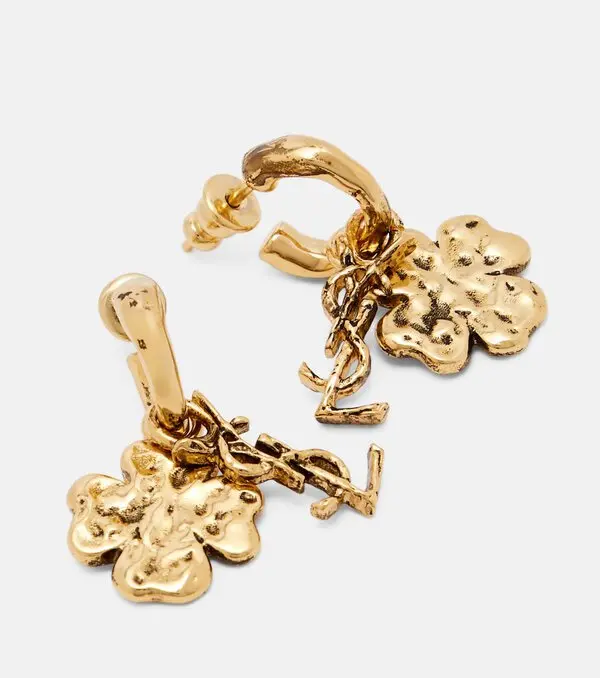 Saint Laurent Cassandre Lucky Charm Drop Earrings - Gold