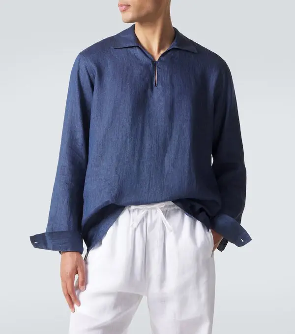 Orlebar Brown Vincent Linen Shirt - Blue