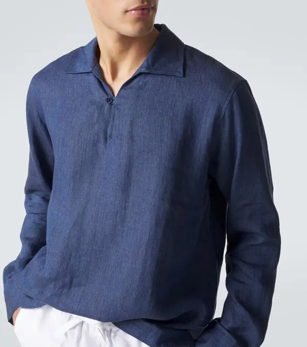Orlebar Brown Vincent Linen Shirt - Blue