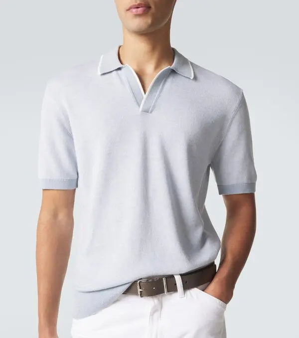 Orlebar Brown Horton Cotton And Wool Piqué Polo Shirt - Blue