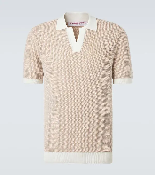 Orlebar Brown Horton Crochet Cotton Polo Sweater - Beige