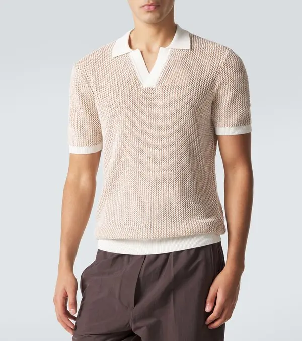 Orlebar Brown Horton Crochet Cotton Polo Sweater - Beige