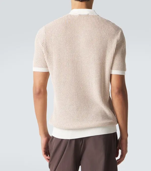 Orlebar Brown Horton Crochet Cotton Polo Sweater - Beige