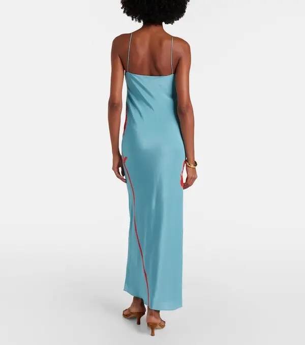 SIR. Amelie Floral Silk Crêpe Maxi Dress - Blue