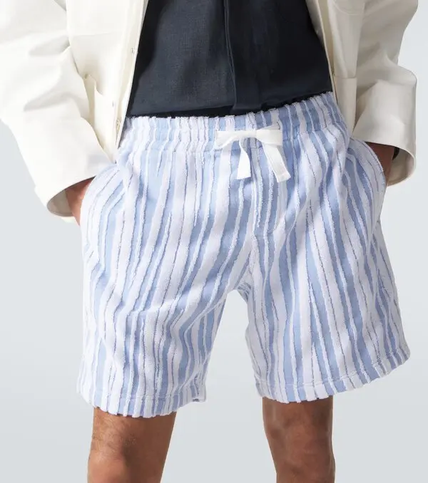 Orlebar Brown Trevon Striped Cotton Toweling Shorts - Blue