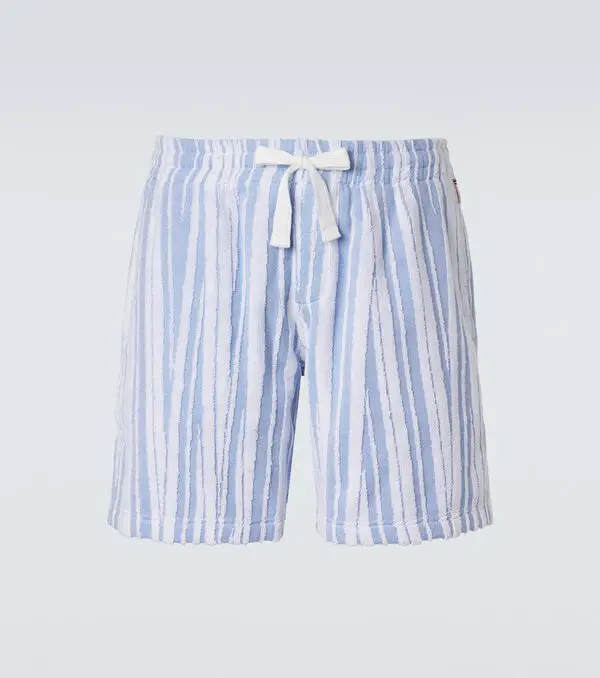 Orlebar Brown Trevon Striped Cotton Toweling Shorts - Blue