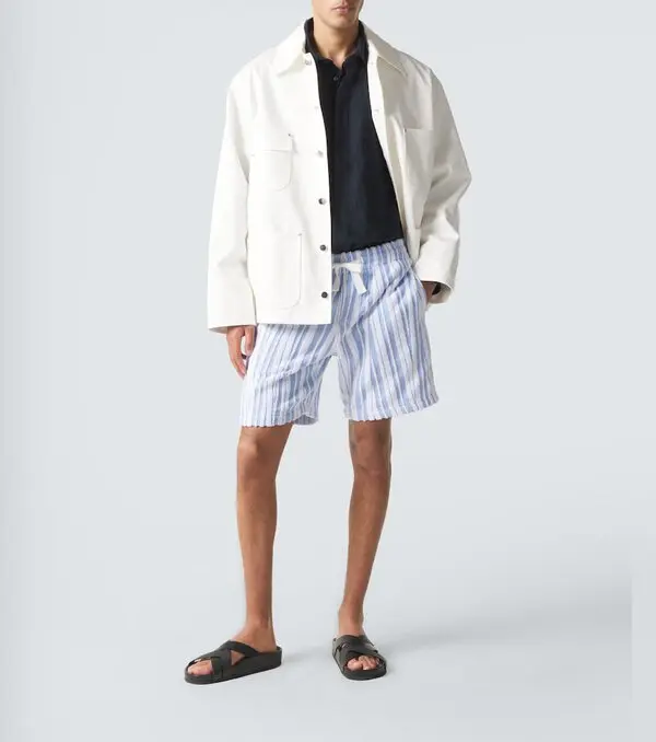 Orlebar Brown Trevon Striped Cotton Toweling Shorts - Blue