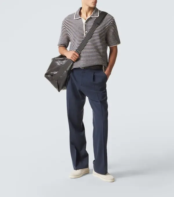 Orlebar Brown Lowry Striped Crochet Cotton Polo Sweater