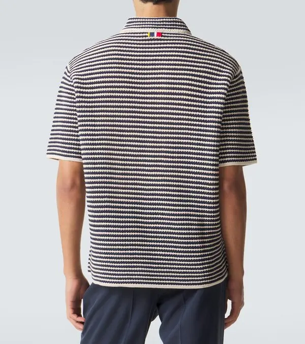 Orlebar Brown Lowry Striped Crochet Cotton Polo Sweater