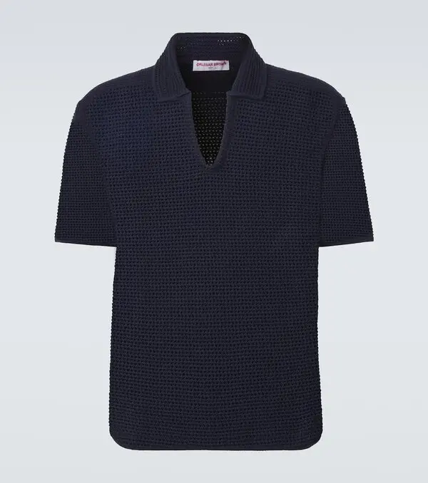 Orlebar Brown Batten Crochet Cotton Polo Shirt - Blue