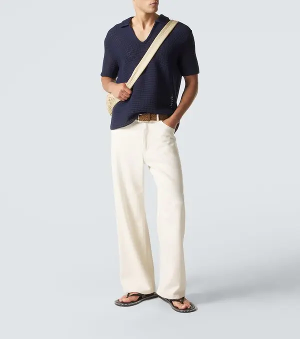 Orlebar Brown Batten Crochet Cotton Polo Shirt - Blue