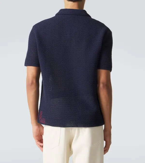 Orlebar Brown Batten Crochet Cotton Polo Shirt - Blue