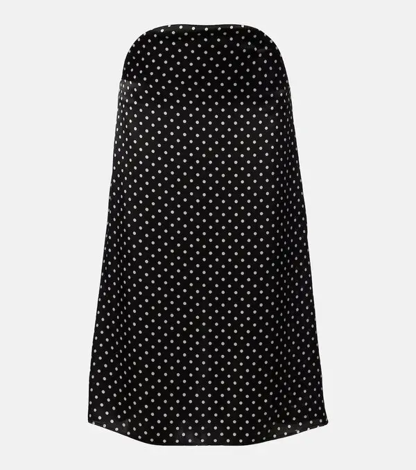 JEAN PAUL GAULTIER Cutout Polka-dot Silk Midi Skirt - Black