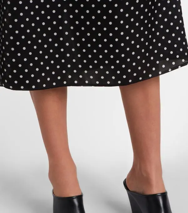 JEAN PAUL GAULTIER Cutout Polka-dot Silk Midi Skirt