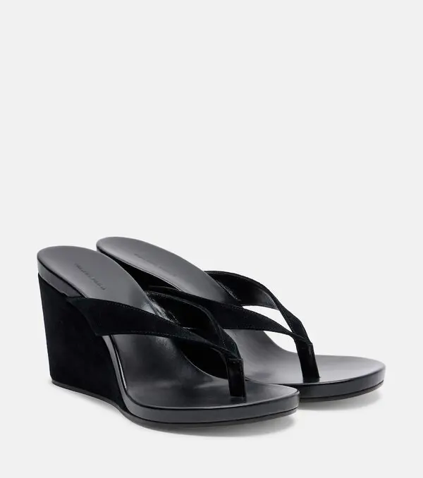 Phoebe Philo Suede Wedge Thong Sandals