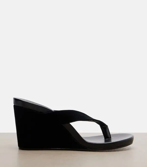 Phoebe Philo Suede Wedge Thong Sandals