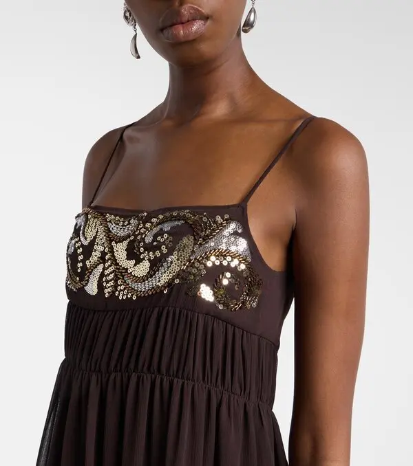 XU ZHI Sequined Chiffon Maxi Dress