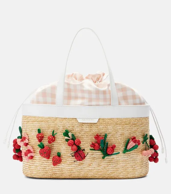 AQUAZZURA Botanica Medium Raffia Tote Bag